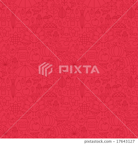 Thin Line Thanksgiving Day Red Seamless Pattern - Stock Illustration ...