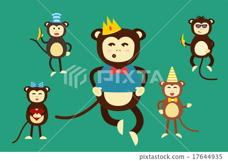 Happy cartoon vector monkey dancing party birthday - Stock Illustration ...