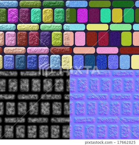 Glazed tiles seamless generated texture with maps - Stock Illustration ...