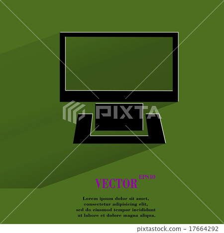 Computer. Flat modern web button with long shadow - Stock Illustration [17664292] - PIXTA