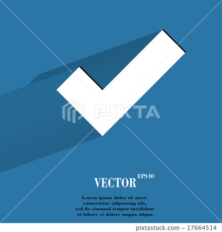 tick. Flat modern web button with long shadow and - Stock Illustration ...