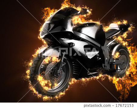 luxury sportbike in fire - Stock Illustration [17672153] - PIXTA