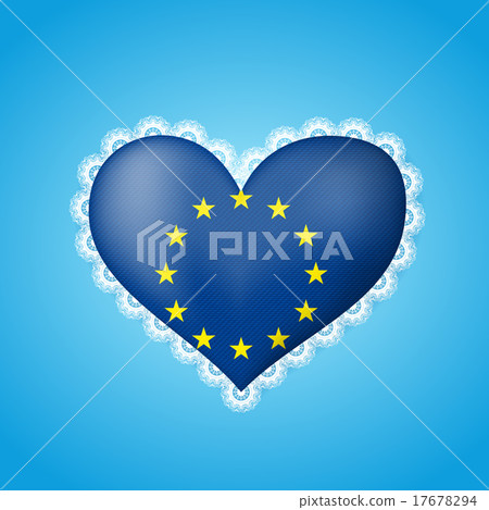 Heart shape flag of European Union with lace - Stock Illustration ...
