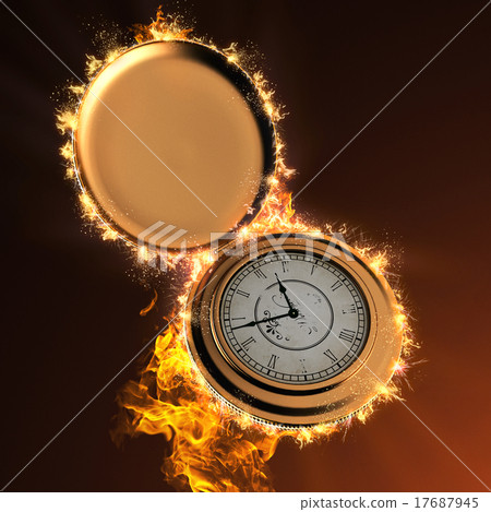 retro pocket watch in fire - Stock Illustration [17687945] - PIXTA
