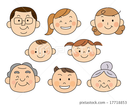 8 people family face - Stock Illustration [17718853] - PIXTA