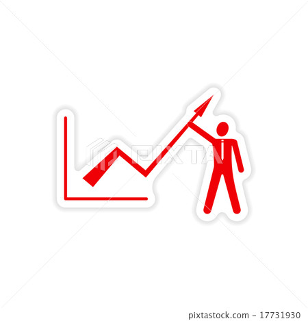 stylish sticker on paper Economic graph and people - Stock Illustration ...