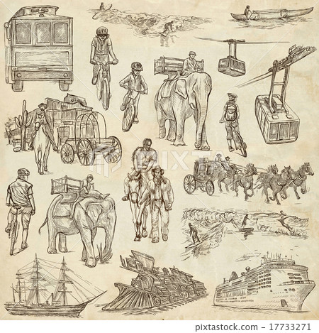 An hand drawn pack, line art - TRANSPORT - Stock Illustration [17733271 ...