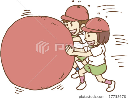 Children rolling a big roll - Stock Illustration [17738678] - PIXTA