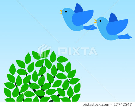 Two flapping blue birds - Stock Illustration [17742547] - PIXTA