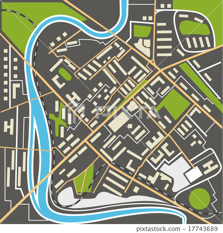 Abstract city map flat design illustration - Stock Illustration ...