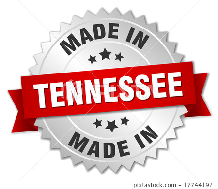 made in Tennessee silver badge with red ribbon - Stock Illustration ...