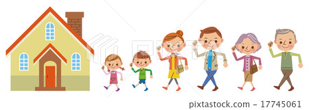 Three generations family heading home - Stock Illustration [17745061 ...