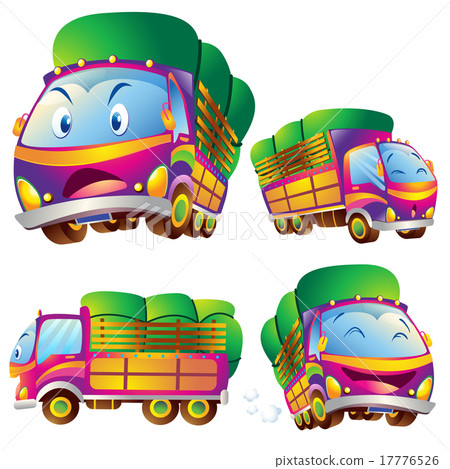 Cute truck cartoon many actions - Stock Illustration [17776526] - PIXTA