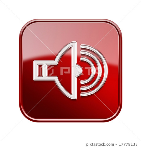 Speaker icon glossy red, isolated on white - Stock Illustration ...