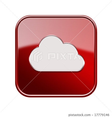 Cloud icon glossy red, isolated on white - Stock Illustration [17779146 ...