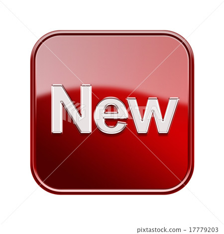 New icon glossy red, isolated on white background - Stock Illustration ...