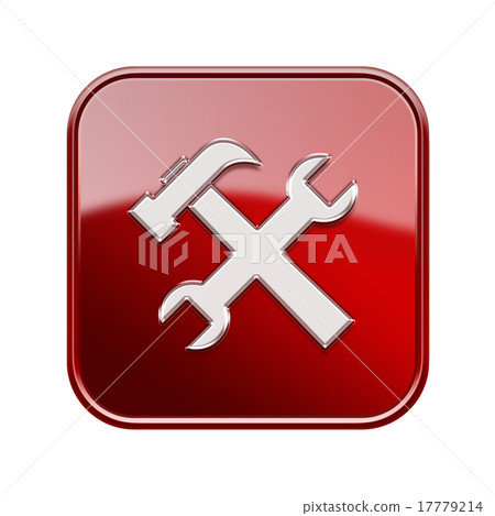 Tools icon glossy red, isolated on white - Stock Illustration [17779214 ...