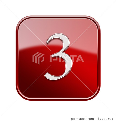Number three red glossy, isolated on white - Stock Illustration ...
