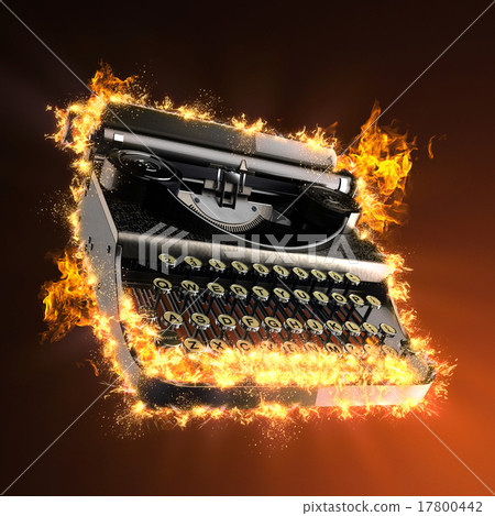 Vintage typewriter in fire - Stock Illustration [17800442] - PIXTA