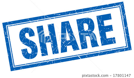 share blue square grunge stamp on white - Stock Illustration [17801147 ...