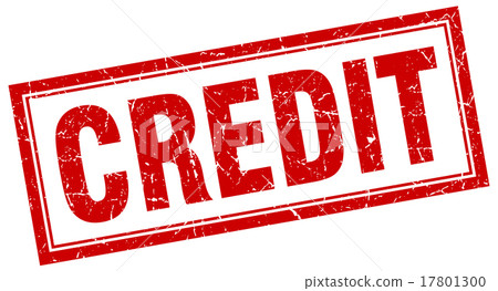 credit red square grunge stamp on white - Stock Illustration [17801300 ...