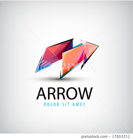 Vector 3d colorful shiny crystal arrow logo, icon - Stock Illustration ...