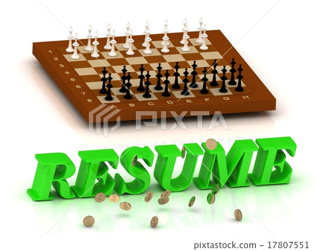 RESUME - inscription of green letters and chess - Stock Illustration ...