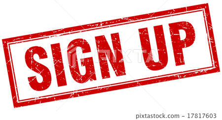 sign up red square grunge stamp on white - Stock Illustration [17817603 ...