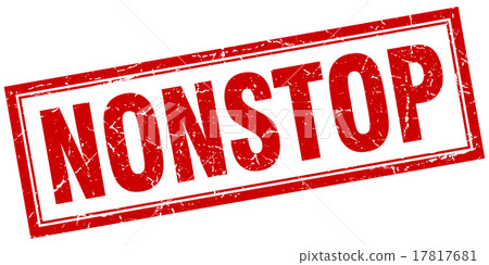 nonstop red square grunge stamp on white - Stock Illustration [17817681 ...