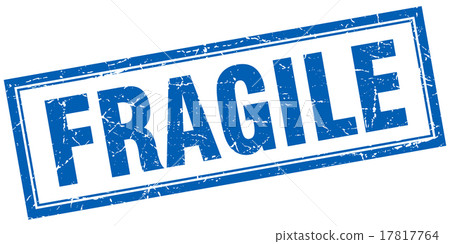 fragile blue square grunge stamp on white - Stock Illustration ...