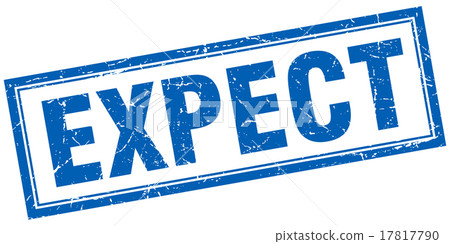 expect blue square grunge stamp on white - Stock Illustration [17817790 ...