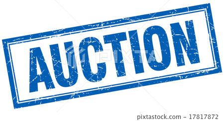 auction blue square grunge stamp on white - Stock Illustration ...