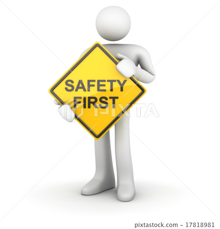 Man and Road Sign - Safety first - Stock Illustration [17818981] - PIXTA