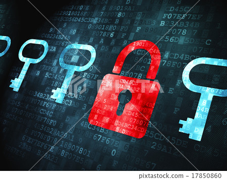 Safety concept: Padlock And Key on digital - Stock Illustration ...