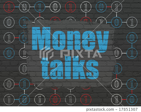 Business concept: Money Talks on wall background - Stock Illustration ...