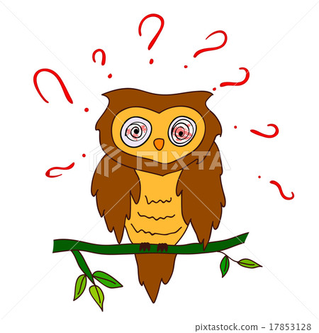 confused owl with questions - Stock Illustration [17853128] - PIXTA