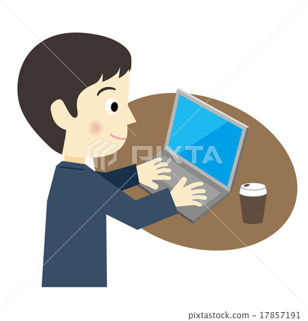 A businessman operating a notebook computer - Stock Illustration ...