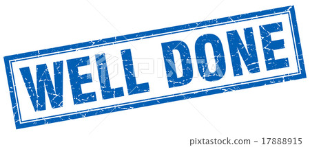 well done blue square grunge stamp on white - Stock Illustration ...