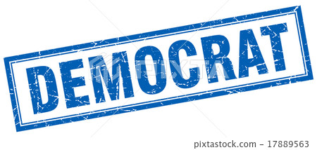 democrat blue square grunge stamp on white - Stock Illustration ...