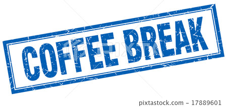 coffee break blue square grunge stamp on white - Stock Illustration ...