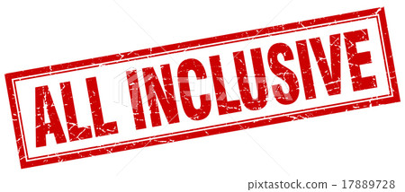 all inclusive red square grunge stamp on white - Stock Illustration ...