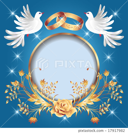 Wedding rings and two doves - Stock Illustration [17917982] - PIXTA