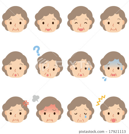 Facial expression face icon of elderly women - Stock Illustration ...