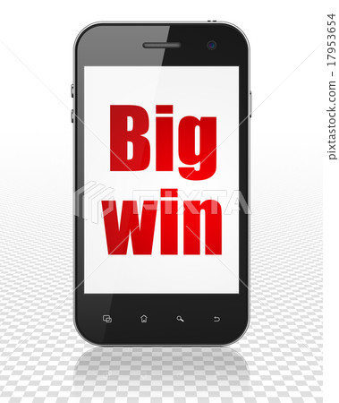 Business concept: Smartphone with Big Win on - Stock Illustration ...
