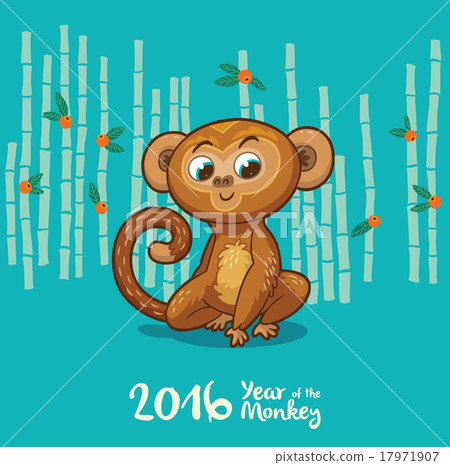 New Year card with Monkey for year 2016 - Stock Illustration [17971907 ...