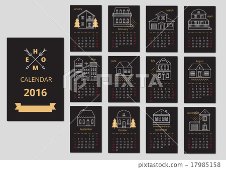 European calendar grid for 2016 year with abstract - Stock Illustration ...