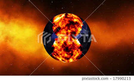 Earth burning or exploding after a global disaster - Stock Illustration ...