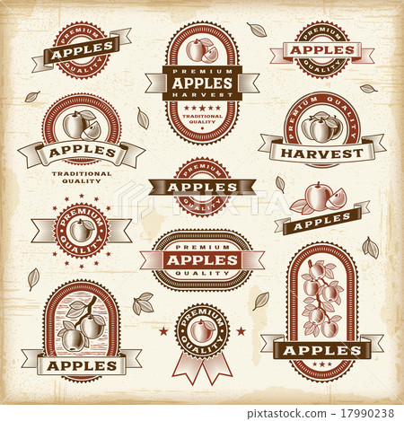Vintage apple labels set - Stock Illustration [17990238] - PIXTA