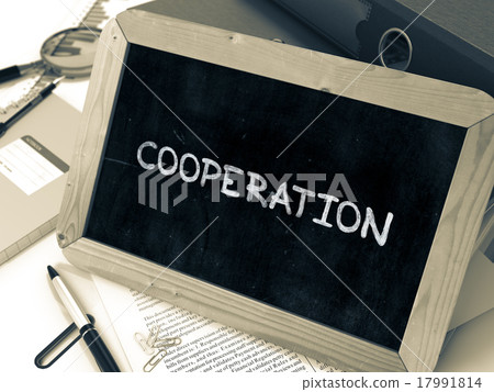 Cooperation - Chalkboard with Hand Drawn Text. - Stock Illustration ...