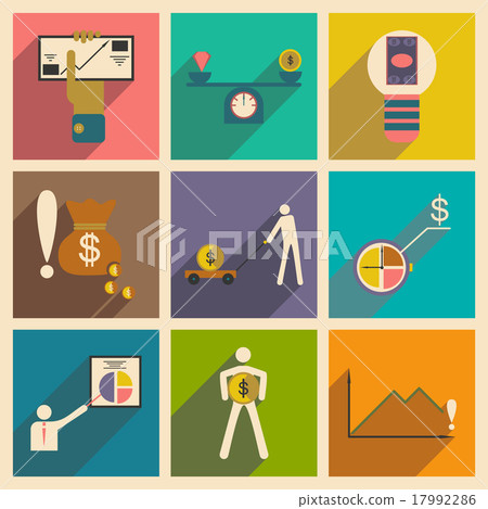 Modern flat icons vector collection with shadow - Stock Illustration ...